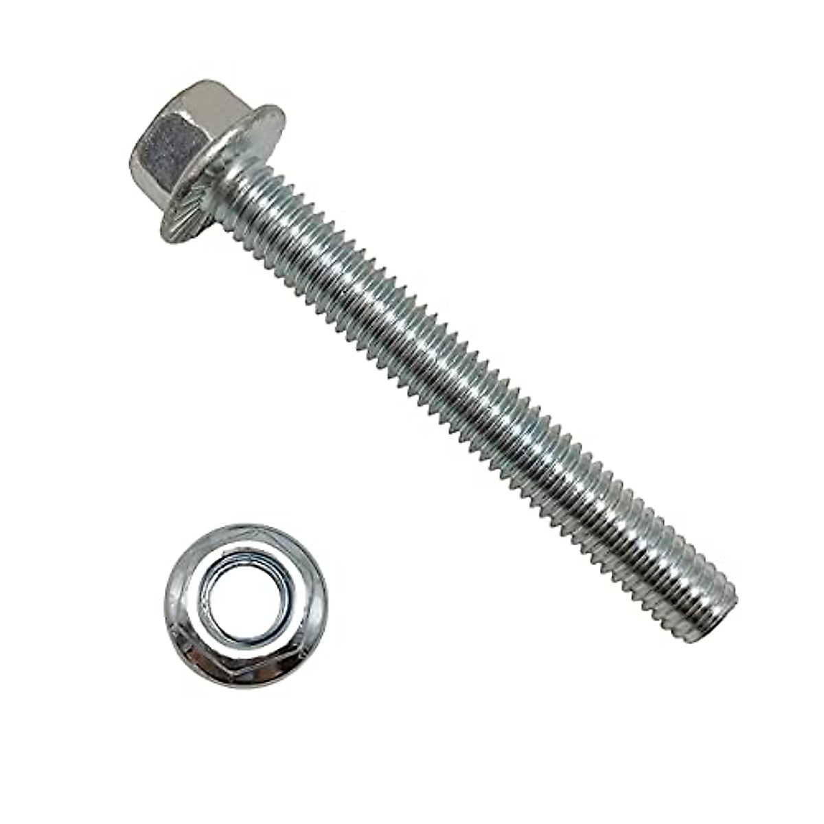 3/8 Flanged Hex Head Bolts, 3/8 Flanged Nuts, Flanged Hex Head Screws, Grade 5, Fully Threaded, 4 Pack (3/8"-16 x 3")