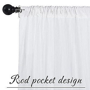 RYB HOME White Wedding Backdrops, Double Layer Backdrop Curtains with Tulle Overlay, Party Backdrop Drapes for Ceremony Family Gatherings Photography, W5 ft x L8ft, 2 Panels