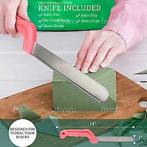 Pack of 6 Dry Floral Foam Blocks for Artificial Flower Arrangements, Styrofoam for Artificial Flowers & Crafts Supplies - with Craft Foam Block Cutting Knife, Styrofoam Blocks - 8.75"L x 4"W x 2.75"H