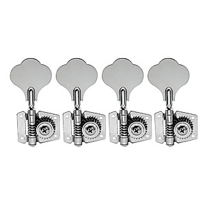 Musiclily 4-in-line 4R Vintage Open Gear Bass Tuners Machine Head Tuning Keys Pegs Set Right Hand for Jazz Precision P Bass Replacement, Chrome