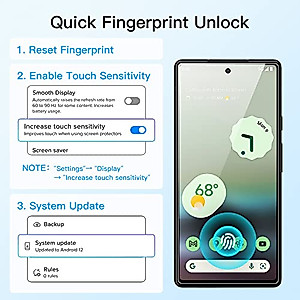 JETech Screen Protector for Google Pixel 6a 6.1-Inch with Camera Lens Protector, Easy Installation Tool, Fingerprint Compatible, Tempered Glass Film, HD Clear, 2-Pack Each
