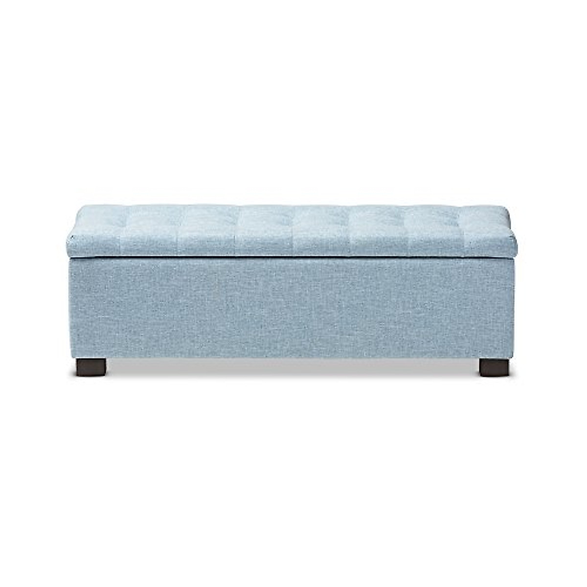 Baxton Studio Orillia Modern and Contemporary Light Blue Fabric Upholstered Grid-Tufting Storage Ottoman Bench