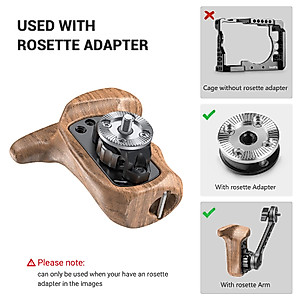 SMALLRIG Left Side Wooden Handle with Rosette for Camera Shoulder Support Rig, (Left Hand)- 1891