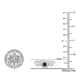 Dazzlingrock Collection Round Blue Sapphire & White Diamond Women Swirl Engagement Ring, Sterling Silver, Size 6