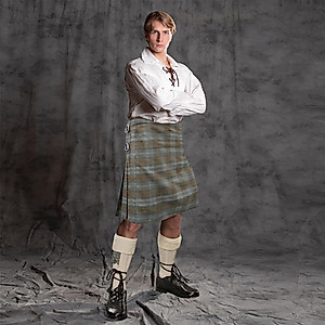 Kilt Emporium Men's Kilt Weathered Black Watch Tartan 5 Yards 16oz Acrylic Wool (Weathered Black Watch, 38)