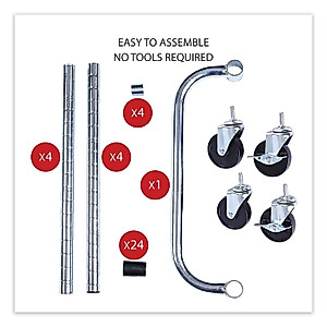 Alera ALESW333018SR 34.5 in. x 18 in. x 40 in. 600 lbs. Capacity 3-Shelf Wire Cart with Liners - Silver