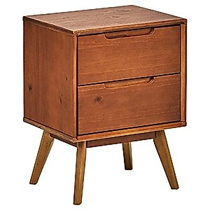 Amazon Brand - Rivet Mid-Century Stark 2-Drawer Nightstand, Square, Brown,18 in x 15 in x 24 in (D x W x H)