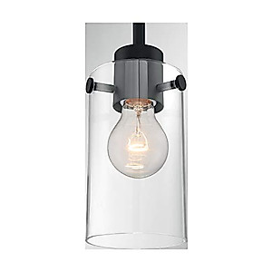 Nuvo 60/7270 Sommerset 1-Light Mini Pendant Fixture with Clear Glass - Matte Black Finish