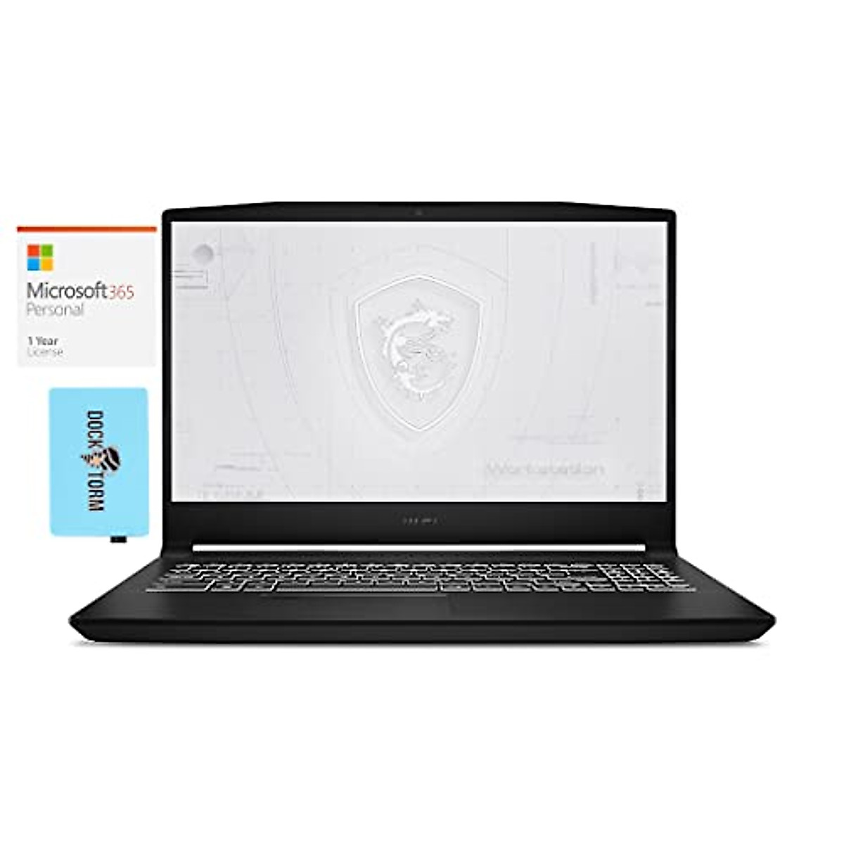 MSI WF66 11UJ-267 Workstation Laptop (Intel i7-11800H 8-Core, 32GB RAM, 1TB PCIe SSD + 1TB HDD, RTX A2000, 15.6" Full HD (1920x1080), WiFi, Win 10 Pro) with MS 365 Personal , Hub