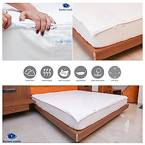 RAJVEER TEXTILE Zip On Fitted Sheet - Includes 1 Fitted Base + 2 Zip Sheet - Easy to Change, Won’t Pop Off Twin Sheet- 600 TC Cotton Fitted Sheet- 15” Deep Pocket Twin Size- Black