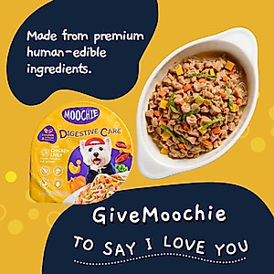 MOOCHIE Wet Dog Food - Digestive Care - Grain Free Wet Dog Food - Made with Real Beef and Vegetables - No Added Preservatives or Artificial Flavoring - Suitable for Small Adult Breeds - 12 x 3oz Cup
