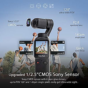 3-Axis-Pocket-Handheld-Gimbal-Stabilizer with UHD 4K Camera for Vlog YouTube Live Video Recording with Zero Delay Autofocus POV All Follow Mode Time-Lapse Sync Motion (Feiyu-Pocket-Handheld-Gimbal)