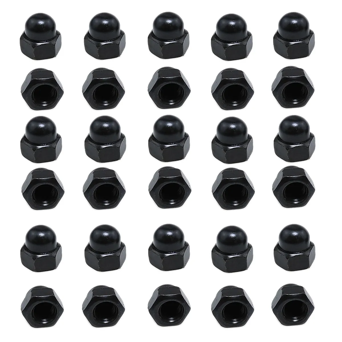 Meuey Lyot Black Stainless Steel Female Hexagon Socket Nuts Decorative Nuts Nut Covers M6 Acorn Nuts-30PCS
