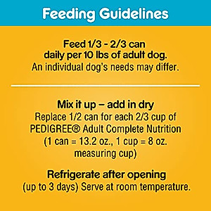PEDIGREE CHOPPED GROUND DINNER Adult Canned Soft Wet Dog Food, T-Bone Steak Flavor, 13.2 oz. Cans (Pack of 12)