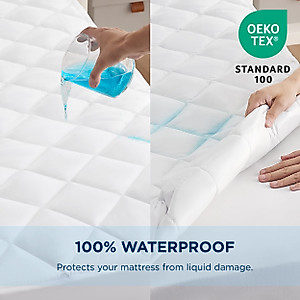 Bedsure King Mattress Protector, Quilted Waterproof Mattress Pad with Deep Pocket up to 22 Inches, Soft Breathable Noiseless Bed Cover, Topper Bed King White for Home, Bedroom, Hotel - White