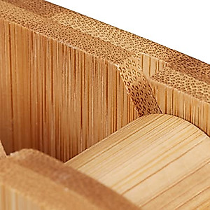 Relaxdays Adhesive Dispenser, Sticky Tape Holder for 25 mm Rolls, with Cutting Blade, Crafts, Natural, 5.5 x 12 x 4.5 cm, Bamboo, Metal