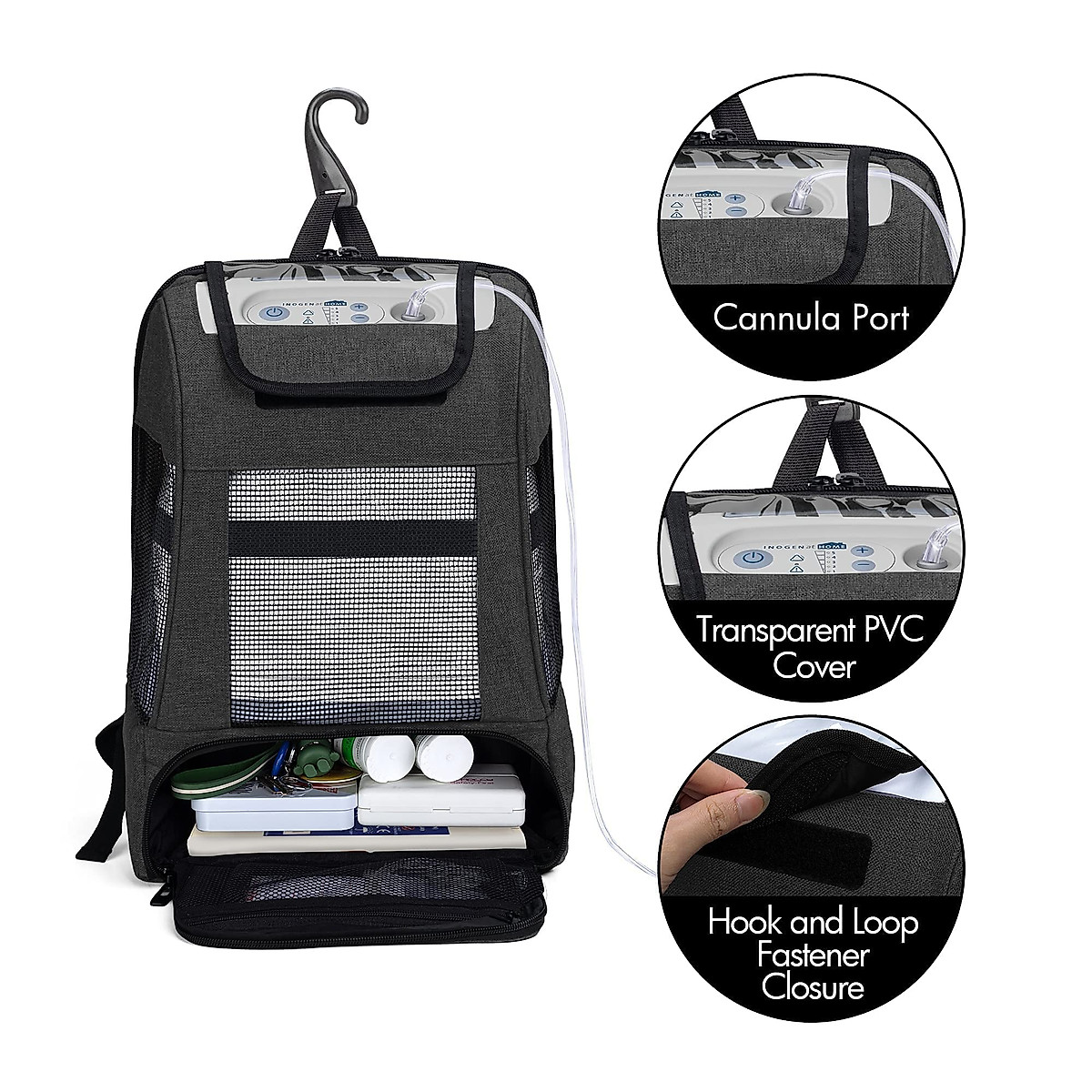 CURMIO Portable Oxygen Concentrator Backpack, POC Carrying Bag Compatible with Inogen, OxyGo and Caire Units, Bag Only, (Patented Design)