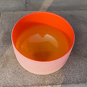 KVKA Rainbow C Note Root Chakra Red-Yellow Colored Frosted Quartz Crystal Singing Bowl 10 inch with Carrying Case