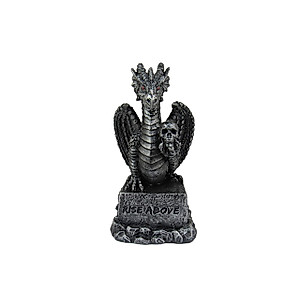 DWK Pewter Dragons Motivational Gothic Decor Mini Figurines | 4 Piece Set Medieval Home Decor and Dragon Garden Decor | Medieval Mini Statues Gifts for Meditation - 5"