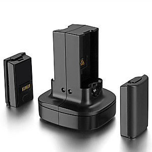 OBVIS for Xbox 360 Controller 2 Pack Rechargeable Battery Kit with Dual Charging Station Dock Charger Stand Base