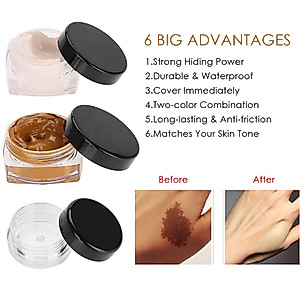 Waterproof Tattoo Cover-Up Makeup Set, Tattoo Skin Cover Concealer Cream for Dark Spots, Scars, Vitiligo, And More - Tattoo Cover-Up Makeup - Use on Body, For Legs