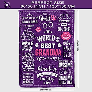 Shanfeirui Grandma Gift, Grandma Blanket, Gifts for Grandma from Granddaughter, Grandma Blanket from Grandkids, Best Grandma Gift, Gifts for Grandma from Grandson Throw Blanket 60" x 50”