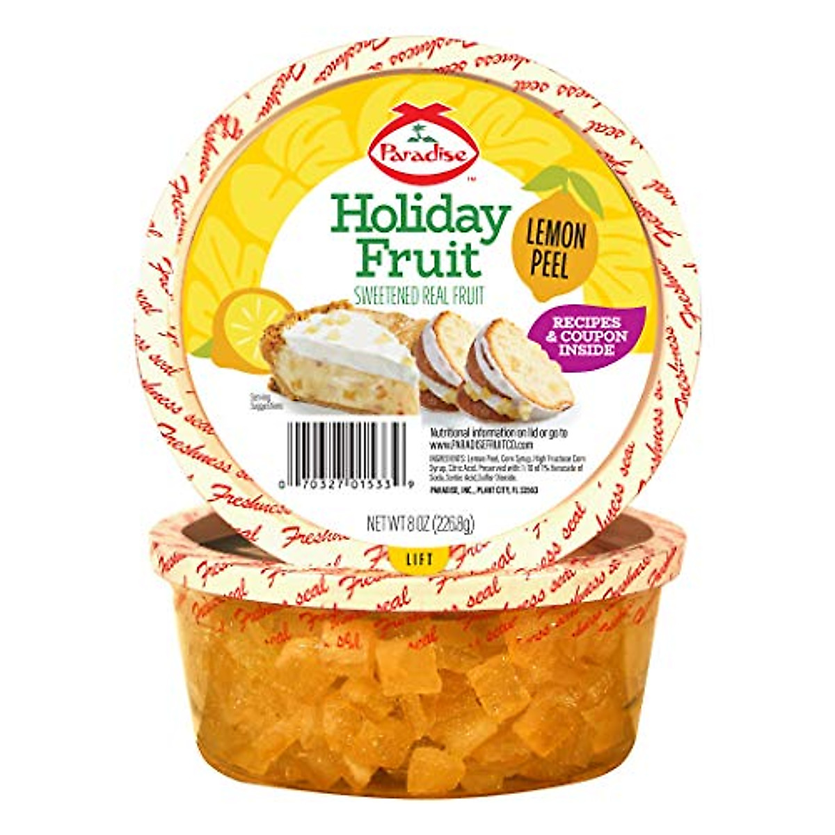 Paradise Diced Lemon Peel, 8 Ounce (Pack of 1)