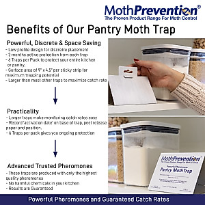 MothPrevention Powerful Pantry Moth Traps Pack of 6 | Moth Killer with Pheromones | Kitchen Moth Trap for Your Home | Maximum Pheromone Dispersal | No Odor