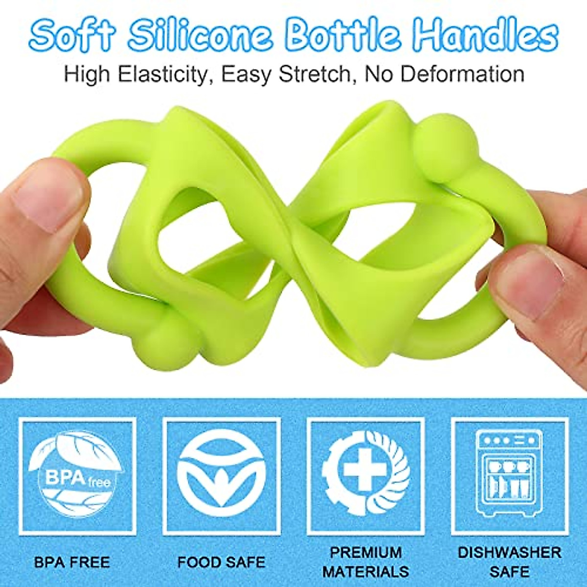 4-Pack Baby Bottle Handles for Dr Brown Narrow Baby Bottles, MARFOREVER Bottle Holder for Baby Self Feeding, Soft Silicone Bottle Handles Baby Bottle Holder with Easy Grip Handle, No-Slip, BPA-Free