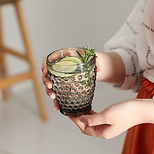 EVEREST GLOBAL Hobnail Old Fashion Iced Beverage Tumblers 10 oz. set of 6 Drinking Glasses for Water Wine Soda Whiskey Juice Milk Beer Iced-tea for Dinner Parties Bars Restaurants