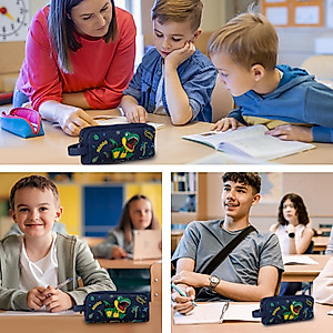 NOHOO Pencil case, funny Animal Print Pencil bag for kids, Large Lightweight Portable pencil pouch with Zipper for Girls Boy Students Teens Adults School office Travel Holder Box -Dinosaurs