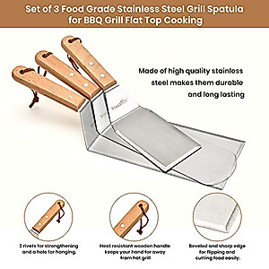 Stanbroil Griddle Accessories Spatula Tools for Blackstone and Camp Chef Griddle, Set of 3 Stainless Steel Griddle Tools for Blackstone and Camp Chef Flat Top BBQ Cooking Camping