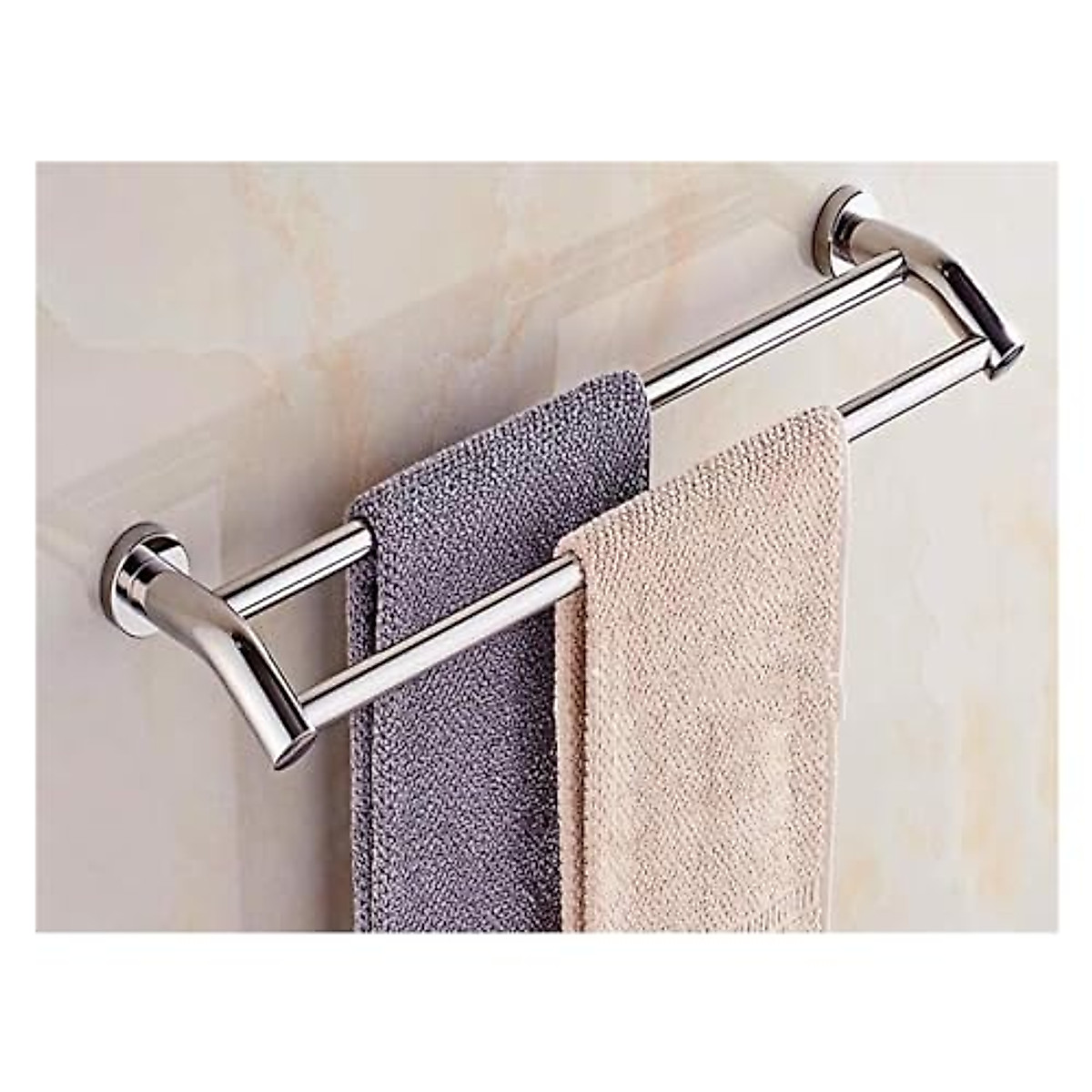 Towel Racks Simple Shelf, Double Rail Wall Mounted Towel Shelf Stainless Steel Bath Towel Holder Hand Towel Hanging Rail for Kitchen Or Bathroom-50Cm/70cm (Color : 40cm)