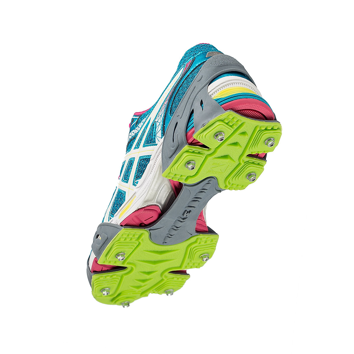 STABILicers Run Traction Cleats for Running on Snow and Ice, Grey/Green, Medium