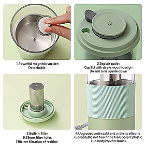 Milk Tea Maker Mini Multifunctional 6 in 1 Travel Kettle Electric Portable Water Warmer with Filter 13OZ Mini Heating Cup Portable With Stirring Heated Coffee Flower Tea Milk Frother Other Drinks