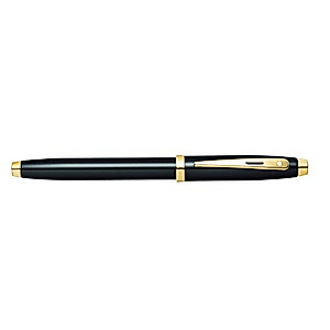 Sheaffer 100 - Refillable fountain pen, fine nib, glossy black lacquer finish, gold tone trim