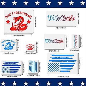 9 PCS American Flag Stencils We The People Stencil Don't Tread On Me Stencils Reusable Tracing Templates Tracing Stencils for Adults Stencils for DIY Card Albums Wall Floor Crafts Decors