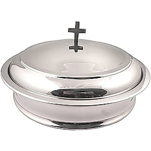 Communion Ware Holy Serving Tray Including Center Bread Plate with A Cover - Stainless Steel (Silver/Mirror)