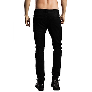 ZLZ Slim Fit Jeans, Men's Younger-Looking Fashionable Colorful Comfy Stretch Skinny Fit Denim Jeans, Black Jeans Pants for Men Size 32