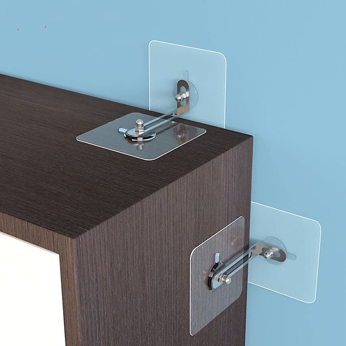 Ainior Adhesive Furniture Anchors for Baby Proofing, Secure Bookcase Dresser Shelf Cabinet to Wall for Child Safety - 2.36x2.36x0.1 inch ZJ001 0