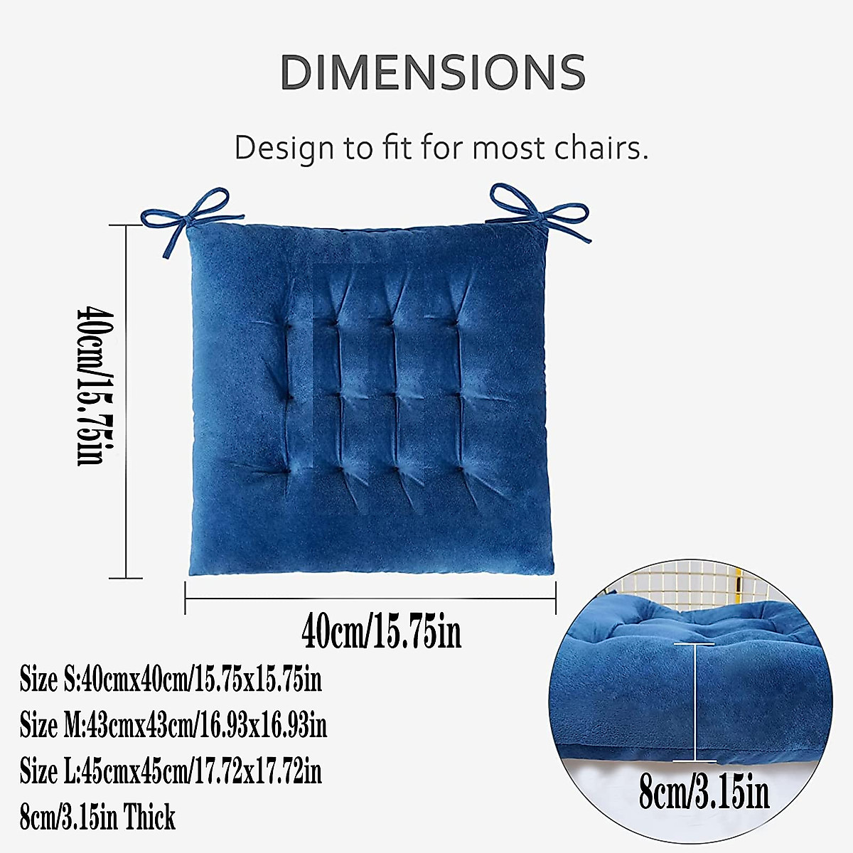 SRHMYJJ Chair Pad Dining Chair Cushions, Velvet Seat Cushions with Ties, for Dining Chairs Office Chairs Hardwood Floors Chair Cushion (Wine Red 17×17in(Set of 6))