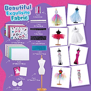 Tacobear 500+ Fashion Designer Kits for Girls Sewing Kit for Kids Fashion Design Sketchbook Creativity DIY Arts and Crafts Kit Birthday Gifts Ages 6 7 8 9 10 11 12