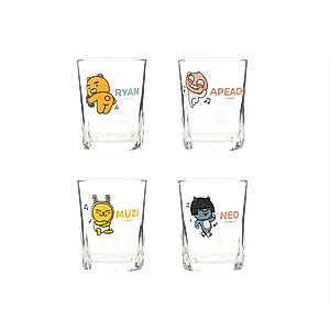 Kakao Ryan Dance SOJU glass 소주 소주잔 Korean Soju Alcohol shot glasses Glassware set of 4 Apeach Neo Muzi
