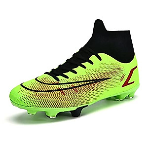 Unisex Football Soccer Cleats Shoes Men/Women Training Athletic Sneakers Boots for Big Boys Green