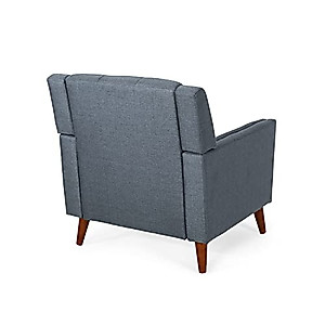 Christopher Knight Home Evelyn Mid Century Modern Fabric Arm Chair, Dark Gray, Walnut