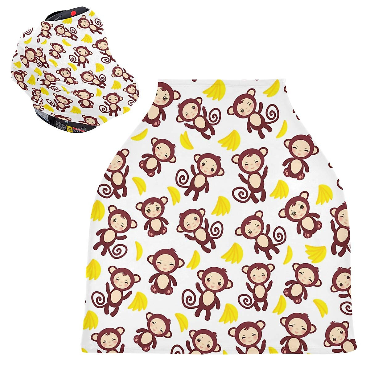 Nursing Cover Breastfeeding Scarf Brown Monkey - Baby Car Seat Covers, Stroller Cover, Carseat Canopy (801h)