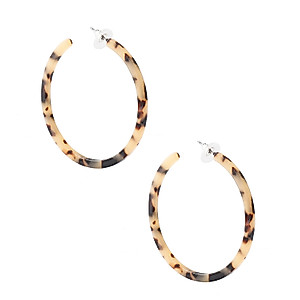 PHALIN Acrylic Hoop Earrings Tortoiseshell Acrylic Earrings Geometric Resin Earring Studs for Women (A Leopard)