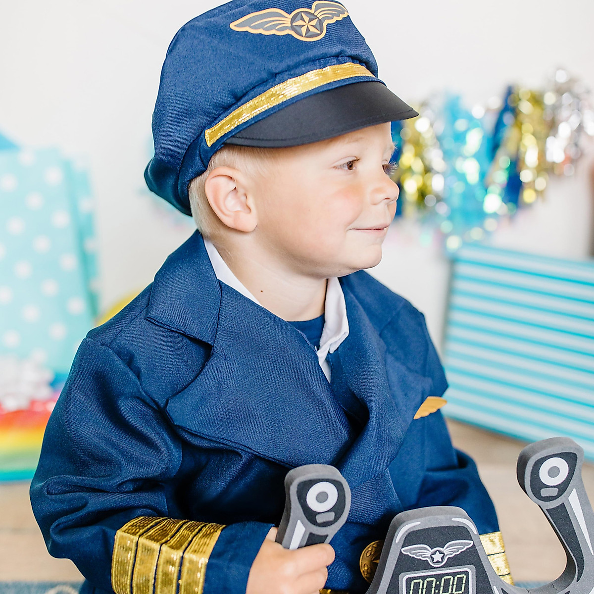 Melissa & Doug Pilot Role Costume Set (FFP) ,Blue