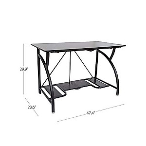 Origami Folding Computer Desk for Office Study Students Bedroom Home Gaming and Craft | Space Saving Foldable Design, Fits Dual Monitors and Laptop, Collapsible, No Assembly Required | Black, Large (RDE-01)