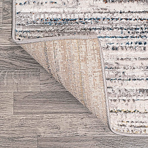 JONATHAN Y SOR200E-8 Loom Modern Strie' Indoor Area Rug, Solid & Striped, Transitional, Traditional, Bedroom, Kitchen, Living Room, Easy-Cleaning, Non-Shedding, 8 X 10, Gray/Blue/Orange